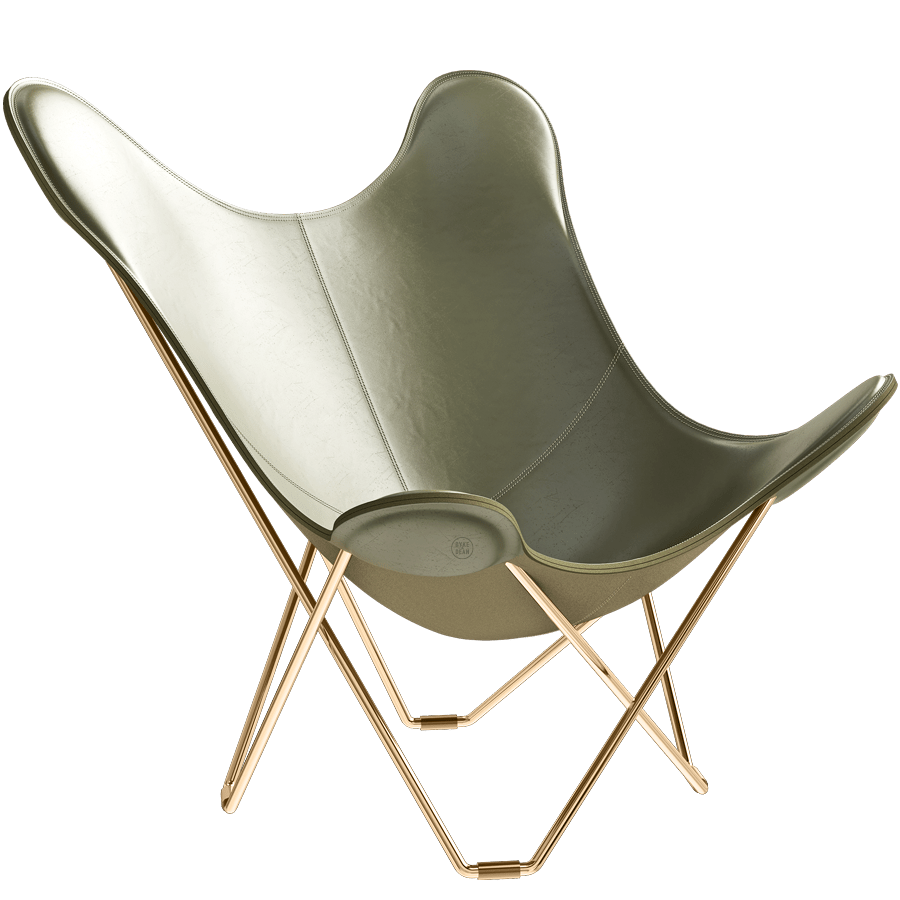 CUERO BUTTERFLY CHAIR RÅ - GULD RAMME - DYKE & DEAN – DYKE & DEAN